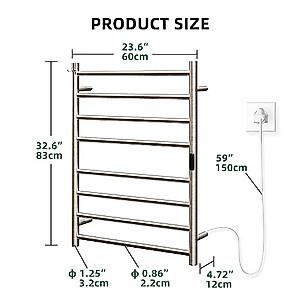 YITAHOME Towel Warmer Heated Towel Rack, 8 Bars Wall Mounted Electric Towel Warmers for Bathroom with LED Indicator, Multi-Level Temperature and Timer Setting, Plug-in/Hardwired, Silver