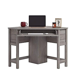 Pemberly Row Coastal Engineered Wood Corner Desk in Mystic Oak