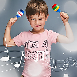 LOOIKOOS 12 PCS Mini Wood Festival Maracas for Kids Toys, Wooden Maracas Festival Painting, Wooden Carnival Maracas Baby Party Favors(Random Colors)