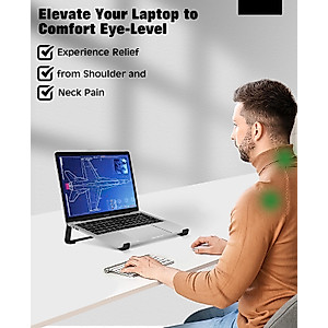 Thibault Aluminum Laptop Stand for Desk - Cooling Ergonomic Design - Fits MacBook Air Pro/DELL/HP/Lenovo/ThinkPad/Alienware - 13/14/15.6/16 -Easy Assembly- Ventilated Laptop Stand for Optimal Airflow