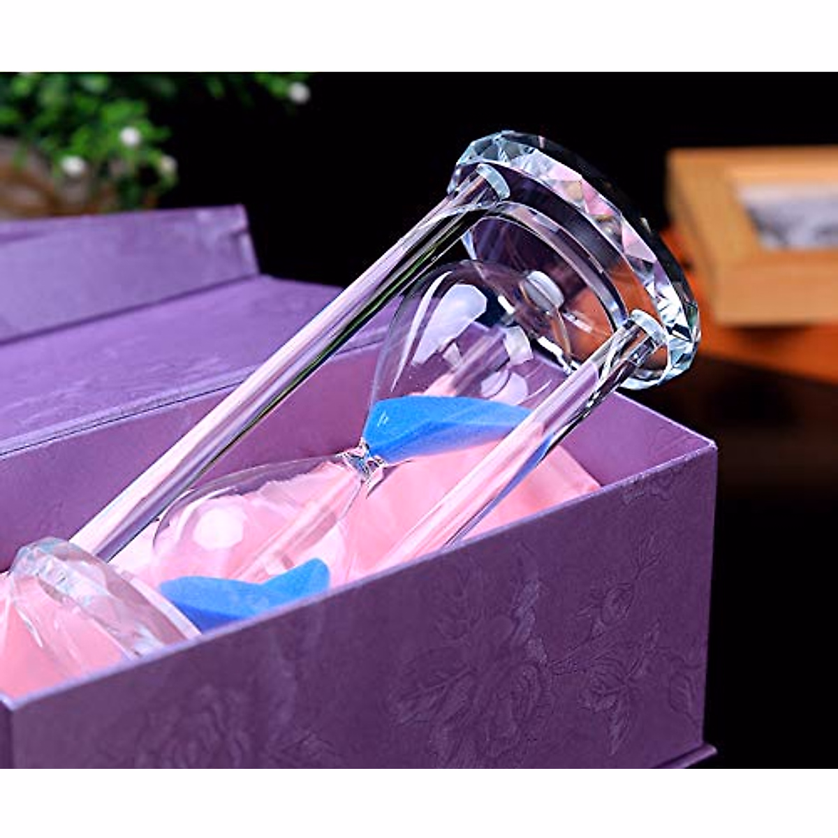 15 Minute Kitchen timer, Blue Elegant Crystal Sand Timer Egg Hourglass For Kids Home School