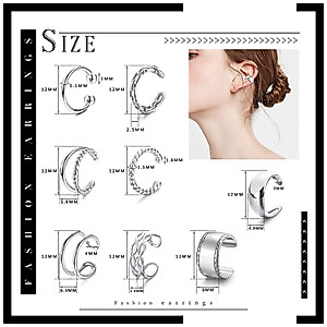 IRONBOX 9Pcs Ear Cuff Earrings for Women 14K Silver Ear Cuff Non Piercing Cartilage Clip Cuff Earrings Fake Earrings