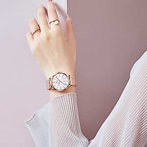 OLEVS Watches for Women Large Face Rose Gold Dress Ladies Watch with Date Slim Simple Easy to Read Womens Watches for Small Wrists Waterproof Business Casual Women's Watches White Reloj para Mujer