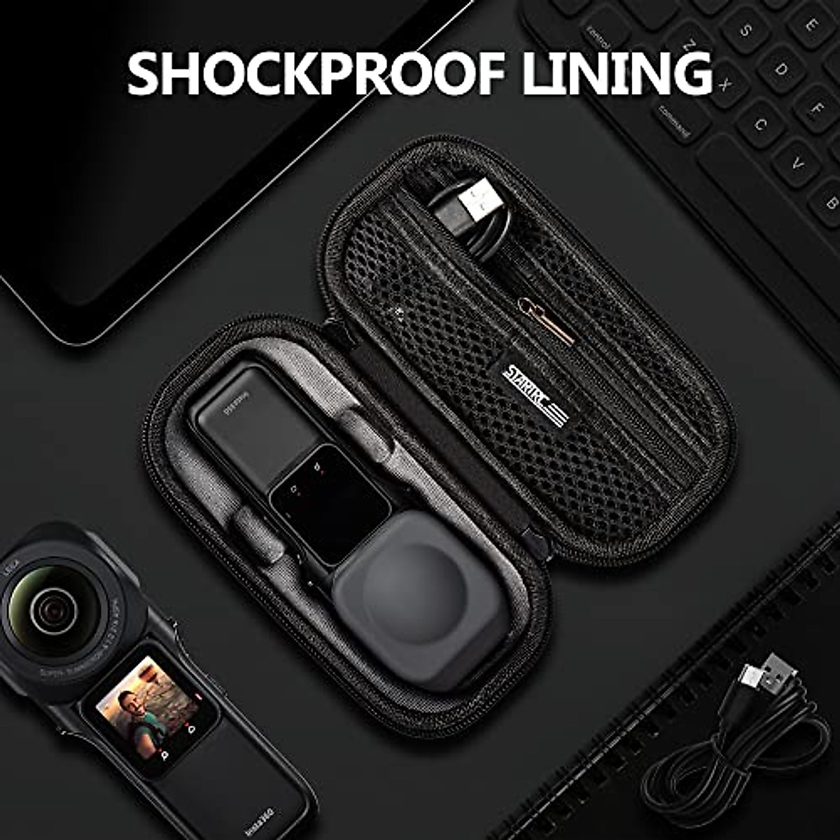 Tomat Camera Carrying Case+Tempered Glass Screen Protector for Insta360 ONE RS Camera