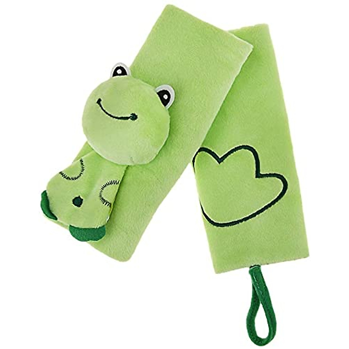 Baby Car Seat Belt Strap Covers -Double Sided Cartoon Animal Soft Infant Seat Belt Shoudler Pads for Baby (Green Frog)