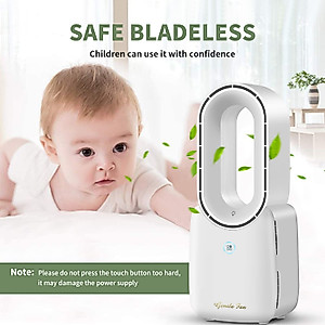 let'me Desk Fan, Small Bladeless Fan Quiet Table Fan, 11.8in Battery Operated Personal Desktop Fan with 5-Colors Lights, Touch Control, Rechargeable Breeze Fan for Bedroom, Office, Home