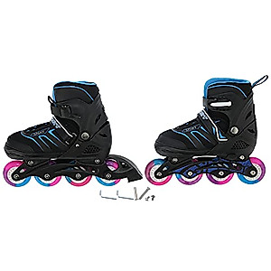 Zerone Roller Skates, Children Adjustable Roller Skates Colorful Stable Wheel Inline Skates for Girls Boys Outdoor Use, Triple Protection S/M/L(S-Blue)