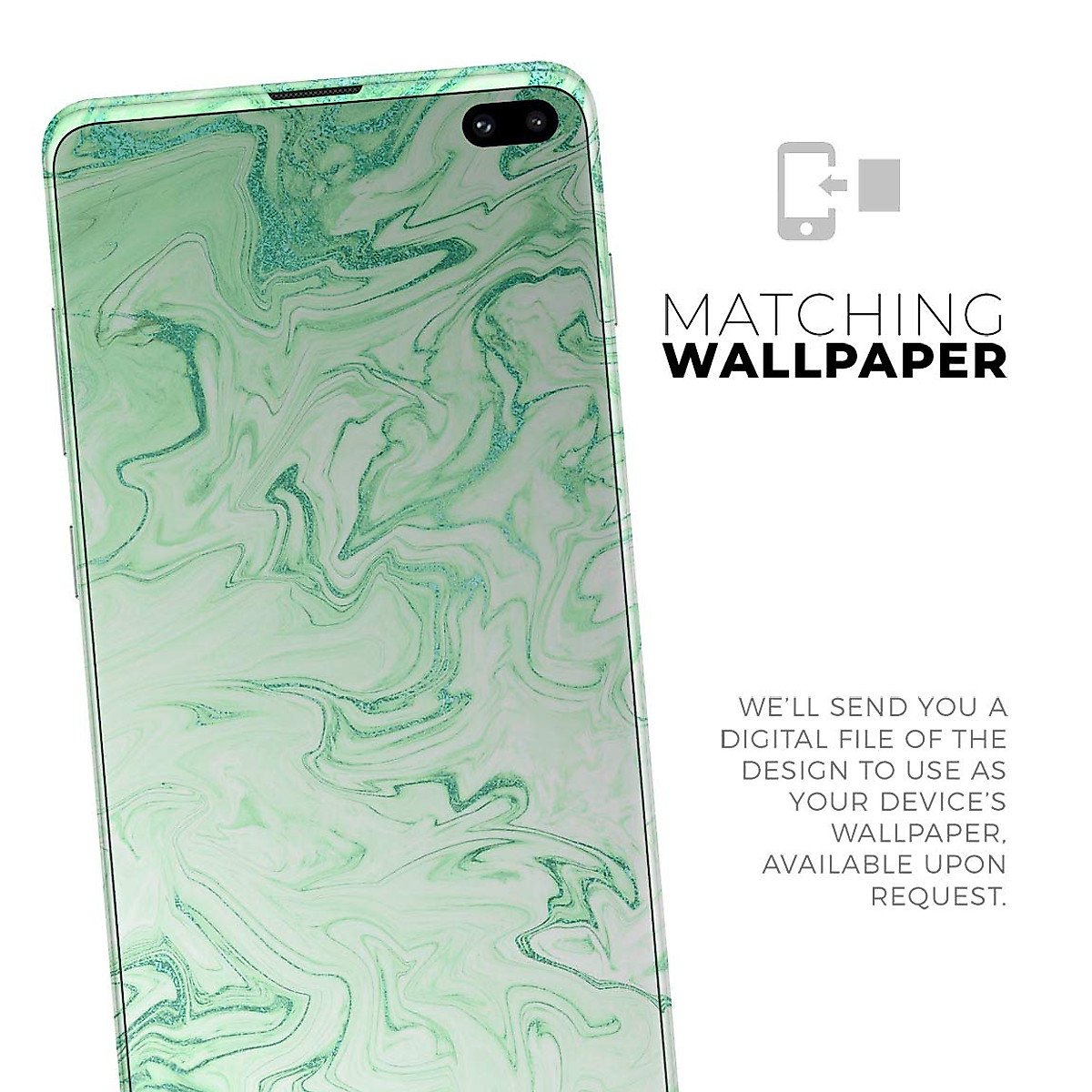 DesignSkinz Mint Marble & Digital Gold Foil V9 Protective Vinyl Decal Wrap Skin Cover Compatible with The Samsung Galaxy S20 (Screen Trim & Back Glass Skin)