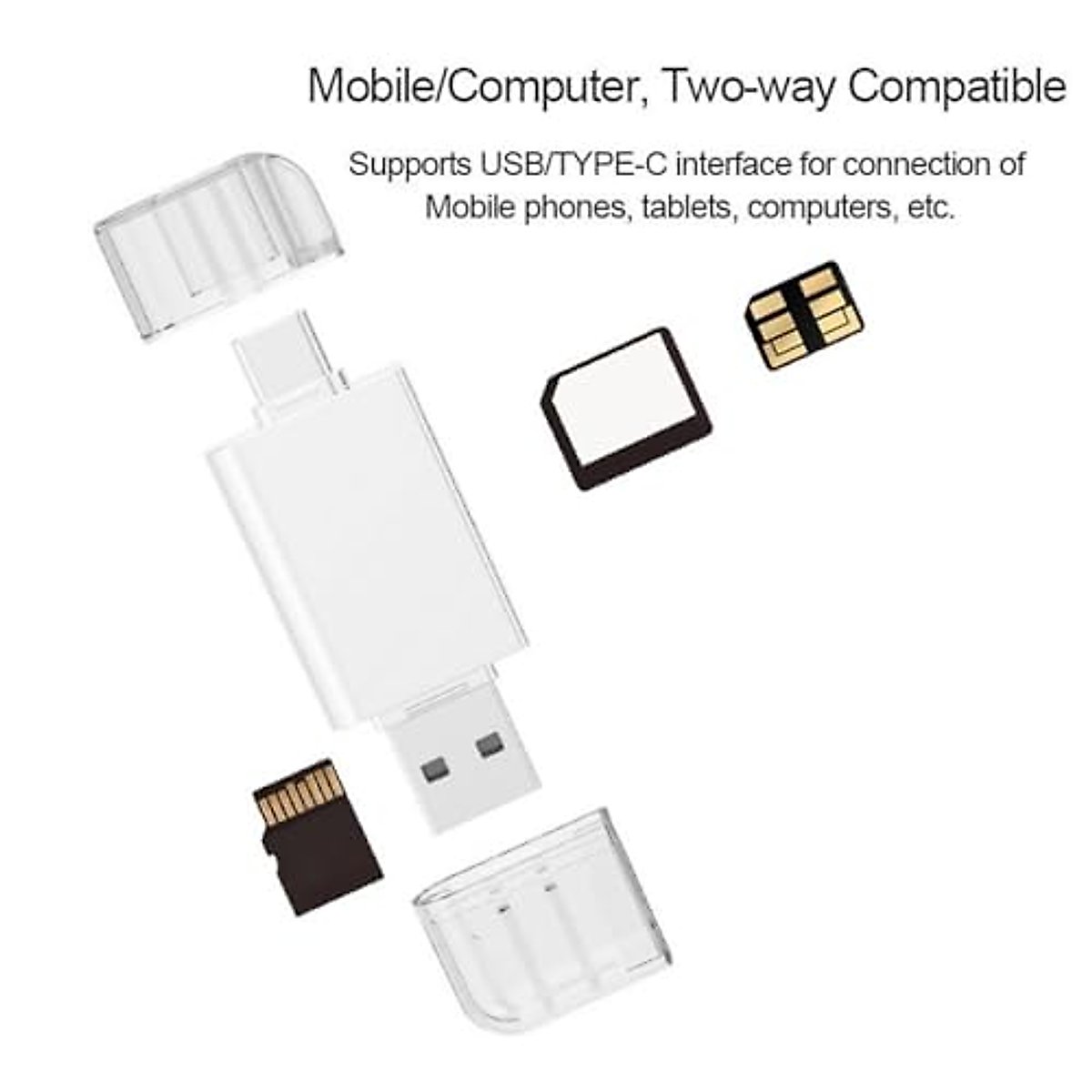 ChenYang Nano Memory Card & TF Micro SD Card to USB C & USB 2.0 Card Reader Adapter Plug & Play