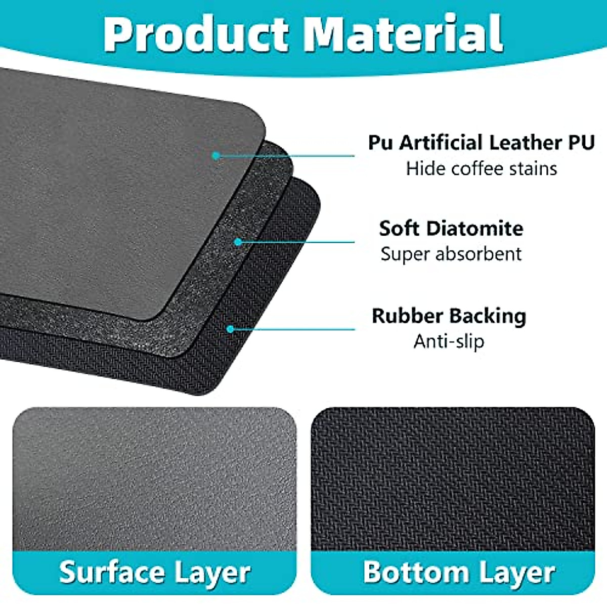 Coffee Maker Mat for Countertops: Coffee Mat Absorbent Coffee Bar Mat for Kitchen Hide Stain Rubber Backed, 12" X 17" Coffee Bar Accessories Fit Under Coffee Machine Coffee Pot Appliance Mats (Grey)