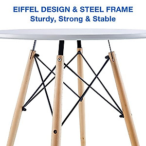 FMD 31.5 inch Small White Round Kitchen Dining Table, Mid-Century Modern Wood Leisure Coffee Side Table