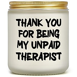 Thank You Gifts for Coworkers, Funny Birthday Gifts for Friends, Friendship Gifts for Women, Unpaid Therapist Gifts for Mom Teacher Nurse,Thanksgiving Christmas Gift, Lavender Scented Candle