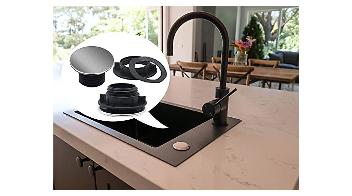 Kitchen Sink Hole Cover 3-Pack in Brushed Nickel & Black | Leak-Proof Caps