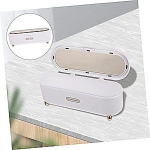 TOGEVAL 4pcs box Seasoning Drawer Home Straw and with Lid Clear Cutlery Countertop Fork Containers For Portable Container Organizer Holder Plastic Dinnerware Cover Delicate Flatware