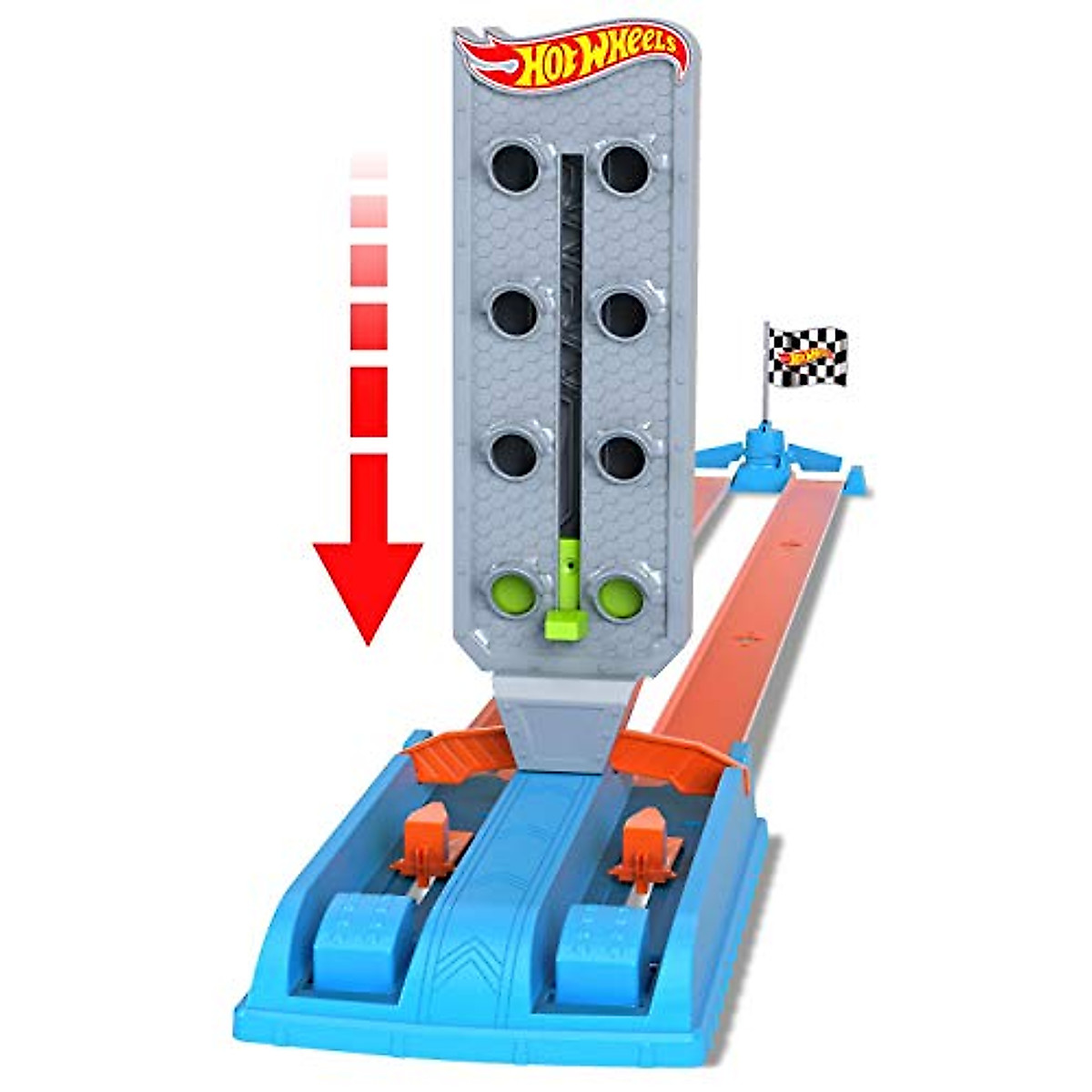 Hot Wheels Toy Car Track Set Drag Strip Champion with 1:64 Scale Car, Head-To-Head Racing, Connects to Other Sets