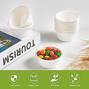 ECOLipak [200 Pack] 2 oz Compostable Portion Cups, 100% Biodegradable Souffle Cups, Disposable Paper Cups for Condiment Samples & Jello Shot