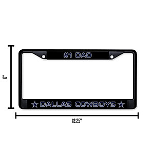 Rico Industries NFL Dallas Cowboys #1 DAD Black Chrome Frame 12" x 6" Car/Truck Auto Accessory