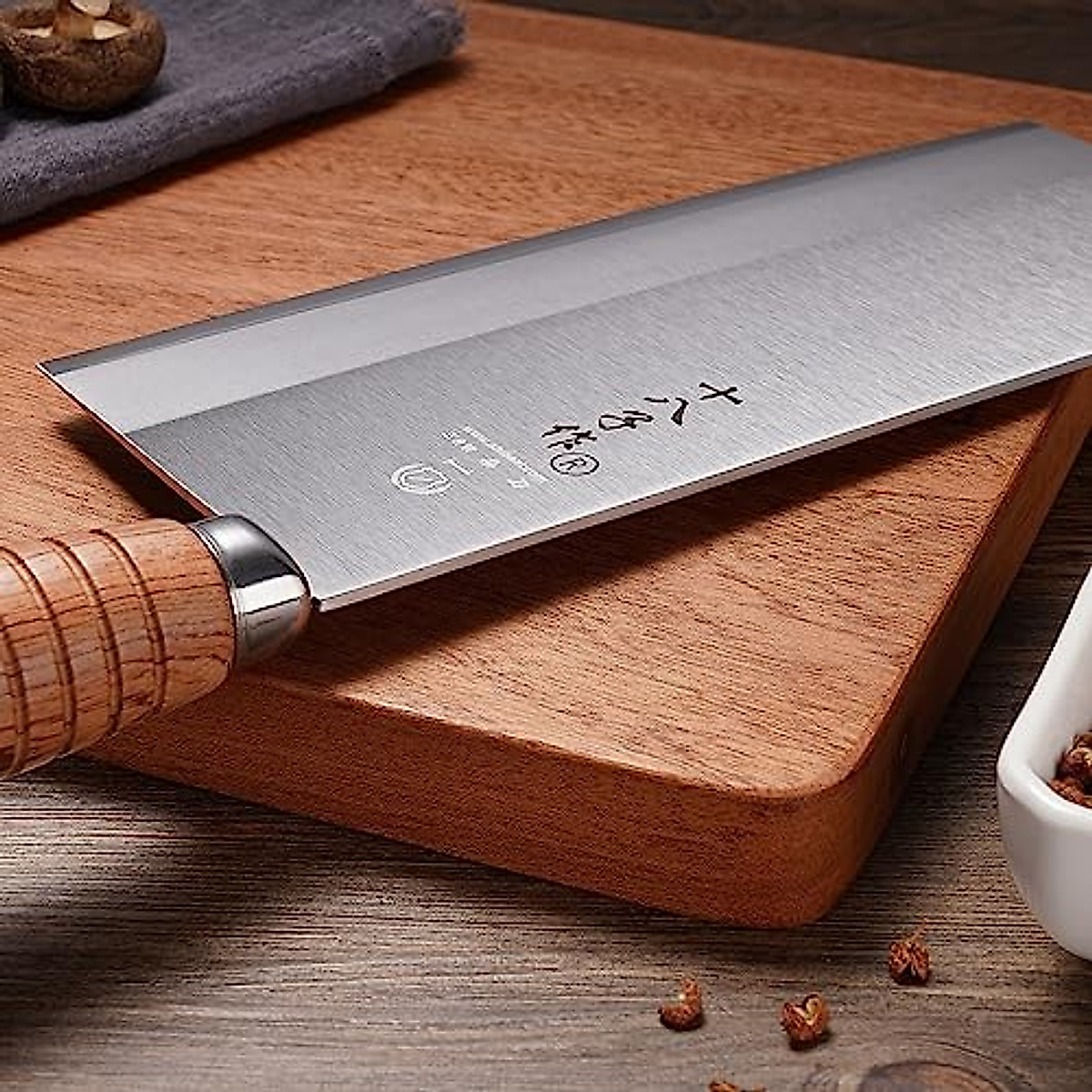 SHI BA ZI ZUO Kitchen Knife Professional Chef Knife Stainless Steel Vegetable Knife Safe Non-stick Finish Blade with Anti-slip Wooden Handle (9 inch)