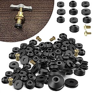 58-Pack Faucet Washer Assortment Kit Rubber Faucet Washers Flat and Beveled Faucet Washers Repair Kit with Brass Bibb Screws for Repairing Faucet Leak