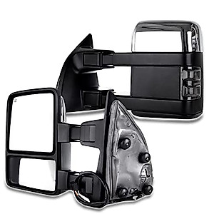 FEIPARTS Tow Mirrors Towing Mirrors Fit for 2008-2016 for Ford for F250 for F350 for F450 for F550 Super Duty Towing Mirrors with Left Right Side Power Adjusted Heated Turn Signal with Chrome Housing