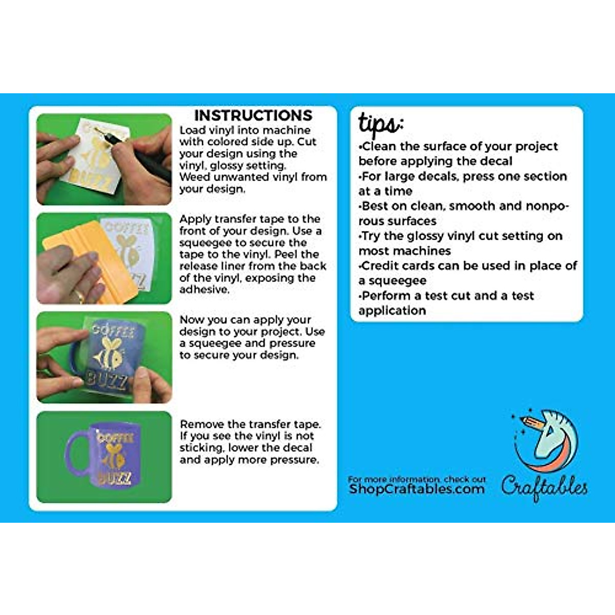 Craftables Black Vinyl Roll - Permanent, Adhesive, Glossy & Waterproof | 12" x 10' | for Crafts, Cricut, Silhouette, Expressions, Cameo, Decal, Signs, Stickers