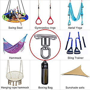 SELEWARE Silent Ball Bearing Swing Hangers, Heavy Duty 360° Rotate Swing Swivel Hook for Wooden Playground Yoga Hammock Chair Rope Punching Bag Porch Tire Web Swing Sets, 1200 Capacity