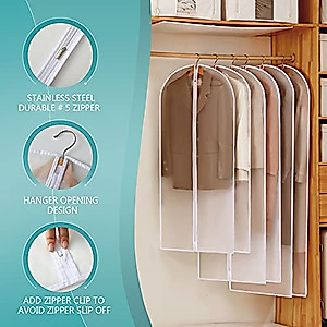 Perber Hanging Garment Bags Clear Suit Bag (Set of 12) Lightweight Dust-Proof Clothes Cover Bags with Full Zipper for Closet Storage and Travel -24'' x 32''/12 Pack
