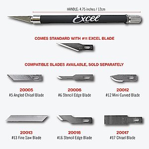Excel Blades Soft Grip Craft Knife Set, Soft Grip Fine Point Angled Blades for Precision Cutting & Trimming, Multi-Purpose Hobby, Scrapbooking, Crafting Tools, Red, 2-Pack With 10 Replacement Blades