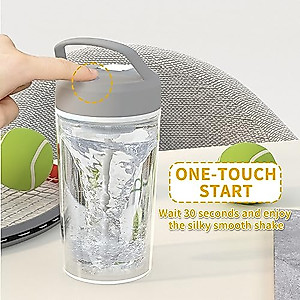 mountop Electric Protein Shaker Bottle, 18oz Rechargeable Blender Bottles, BPA-free Shaker Cups for Protein Shakes, Portable Drink Mixer Gym Accessories Pre Workout Bottles for Men/women, Grey