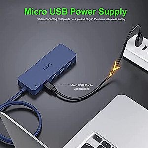 USB 3.0 HUB 7 USB Port,TSUPY USB HUB with 3.3FT Extended Cable 5Gbps USB 3.0 Data HUB 8 in 1 USB Splitter Powered Charging HUB Multiport USB Extension for Mac Pro/Mini, XPS, Surface Pro,PS5,Laptop