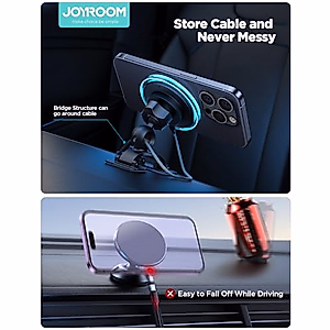 JOYROOM for MagSafe Car Mount Charger, 2024 Upgraded 15W Fast Charging Magnetic Wireless Car Charger Suitable for [Vent+Dash+Wall], for Magsafe Charger Car Phone Holder Mount for iPhone 15/14/13/12