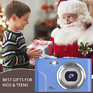 IEBRT Digital Camera,1080P Mini Vlogging Camera Video Camera LCD Screen 16X Digital Zoom 36MP Rechargeable Point and Shoot Camera for Compact Portable Kids Teens Gift (2.4 inch Blue)