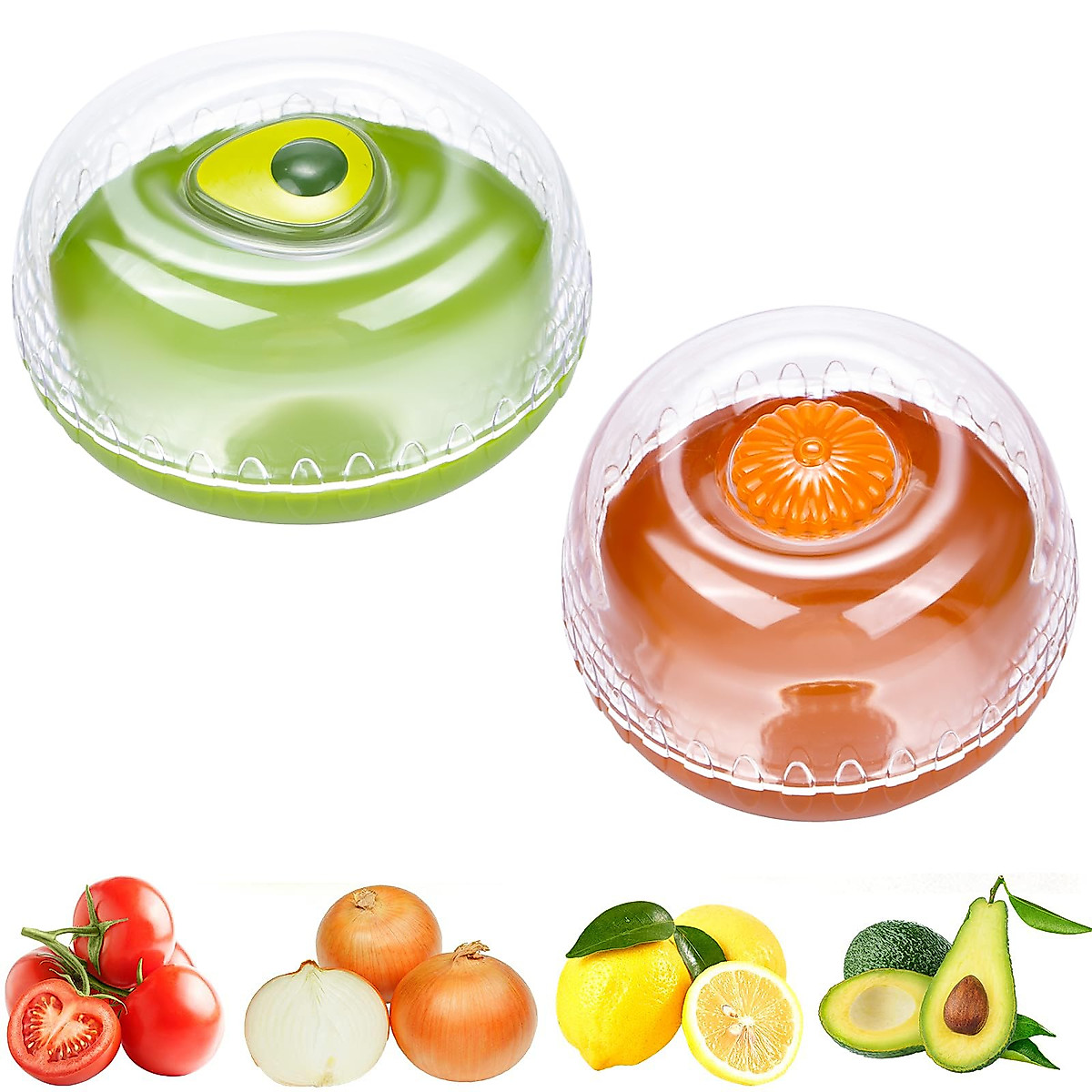 YSYONM Vegetable and Fruit Storage Containers for Refrigerator Avocado Saver and Onion Holder Food Storage Keeper Reusable with Lids 2 Pack