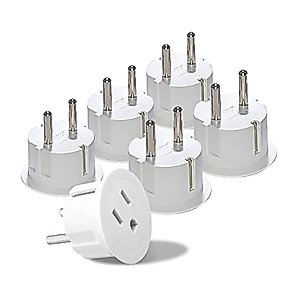 OREI American USA to European Schuko Germany Plug Adapters CE Certified Heavy Duty - 6 Pack - Perfect for Travelling with Cell Phones, Laptops, Cameras & More