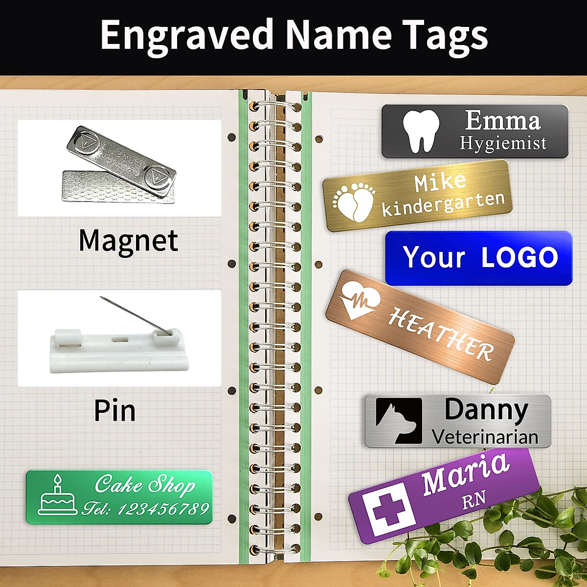 Personalized Custom Name Tags with Logo | Engraved Badges for Business