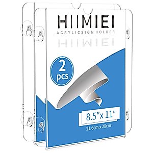 HIIMIEI Acrylic Window Sign Holder with Suction Cup 8.5 X 11, Clear Acrylic Frames Glass Door Wall Mount Advertising Signage Sign Holder for Mall, Office, Home, Store, Restaurant