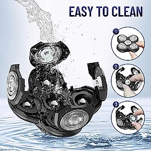 Head Shaver Replacement Heads, 5 Head Blades For Men, Men's Electric Shaver Replacement Heads Electric Razor Replacement Heads Shaver Replacement Blades for Bald Men and Face