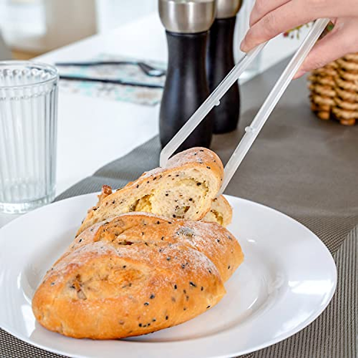 Plastic Serving Utensils, 9" Clear Disposable Utensils 18 Pack, 6 Serving Tongs, Spoons, Forks