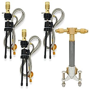 3 Universal Propane Bunsen Burners with 20lb Propane Adapter