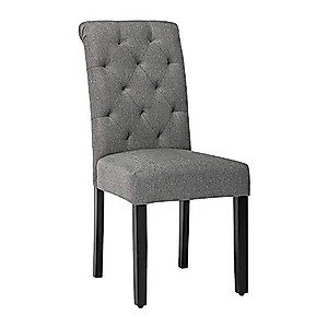 NOBPEINT Fabric Dining Chairs with Wood Legs Set of 2, Grey