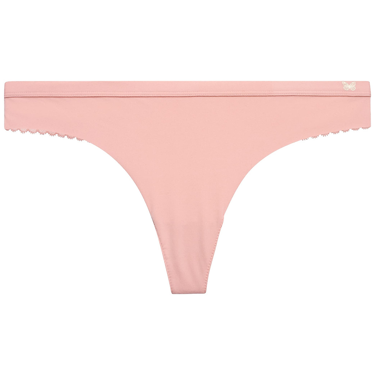 Jessica Simpson Women's Thong Panties - 6 Pack Seamless Lace Microfiber Underwear for Women, Size Small, Brunette/Mellow Rose/Jet Black