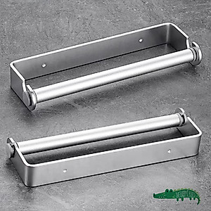 THE HAPPY CROCO I Paper Towel Holder, Three Mount Options: Adhesive and Screw. Can be Mounted on The Wall or Under The Cabinet. Comfortable Hanging roll Paper Holder. (Silver)