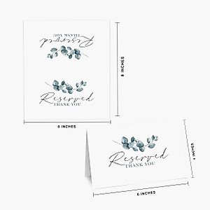 CLEVER SIGNS Reserved Table Signs, Pack of 25, Reserved Signs for Weddings, Receptions, Christmas, Events, 4x6 inches Reservation Cards for Tables, Greenery Watercolor Reserved Signs