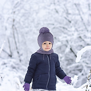 Hicdaw 6PCS Toddler Winter Hats and Baby Mittens Gloves Neck Warmer Set Baby Winter Hat Scarf Gift for Kid Boys Girls(Purple)