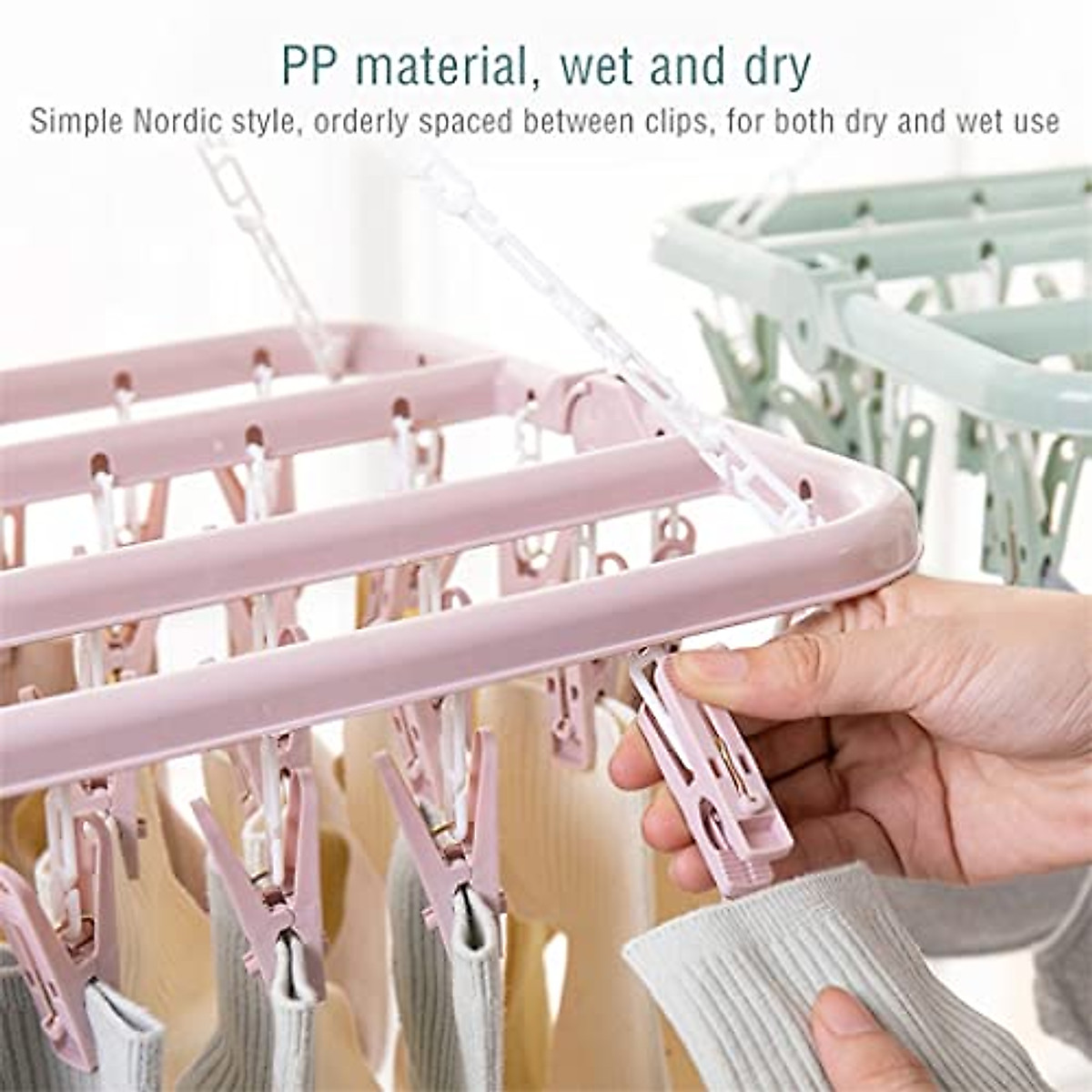 WODMB Multi-Functional 32 Clip Folding Clothes Dryer Hanger Children Clothes Dryer Socks Underwear Drying Rack ( Color : Gray )