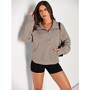AUTOMET Fall Half Zip Pullover Womens Sweatshirts Cropped Quarter Zipper Oversized Hoodies Sweater 2024 Fashion Outfits Clothes