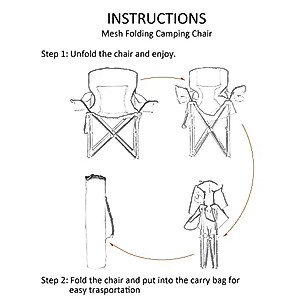 VOYSIGN Mesh Folding Camping Chairs for Adults, Oversized Portable Outdoor Chairs, Weight Capacity 325 lbs with Cup Holder, Storage Pocket, Carry Bag