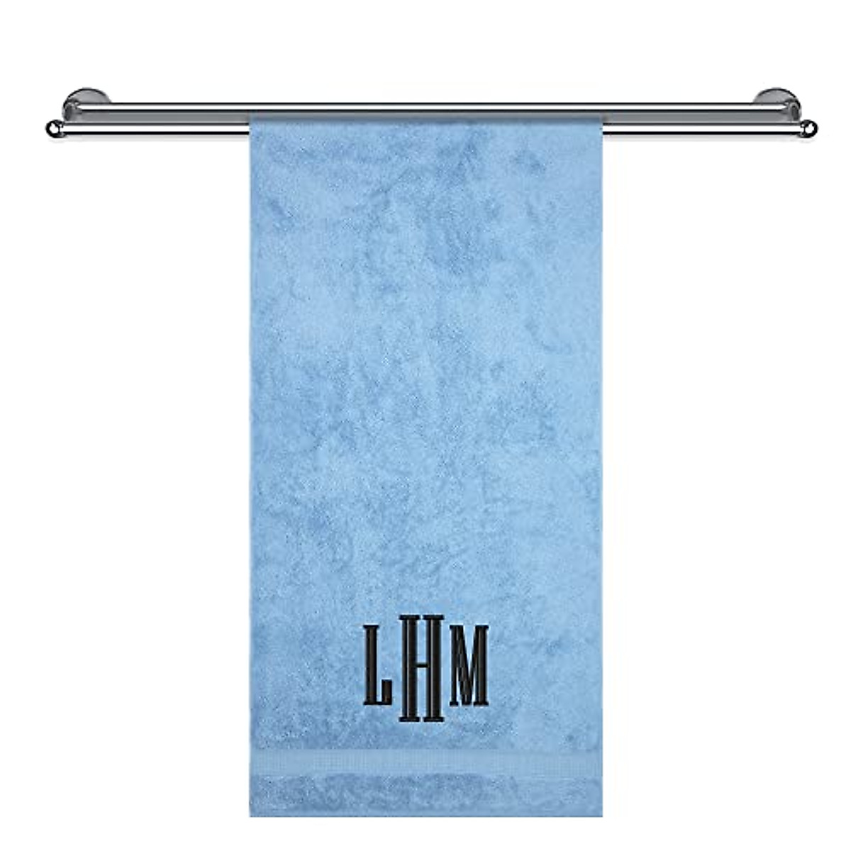 Monogrammed Bath Sheet Towels for Bathroom, Hotel, Spa, Pool, Super Soft, Highly Absorbent Turkish Towel 100% Cotton Oversized 40 x 80 Extra Large Jumbo Decorative Personalized Bath Sheets, Blue