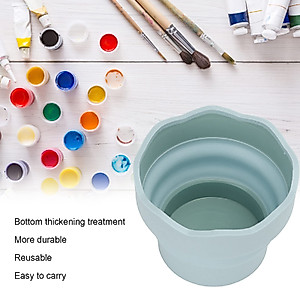 FLEXMAN Collapsible Paint Brush Washer, Portable Silicone Washing Bucket Brush Holder for Camping, Hiking, Watercolor Oil Painting, Pen Wash Container (Blue)