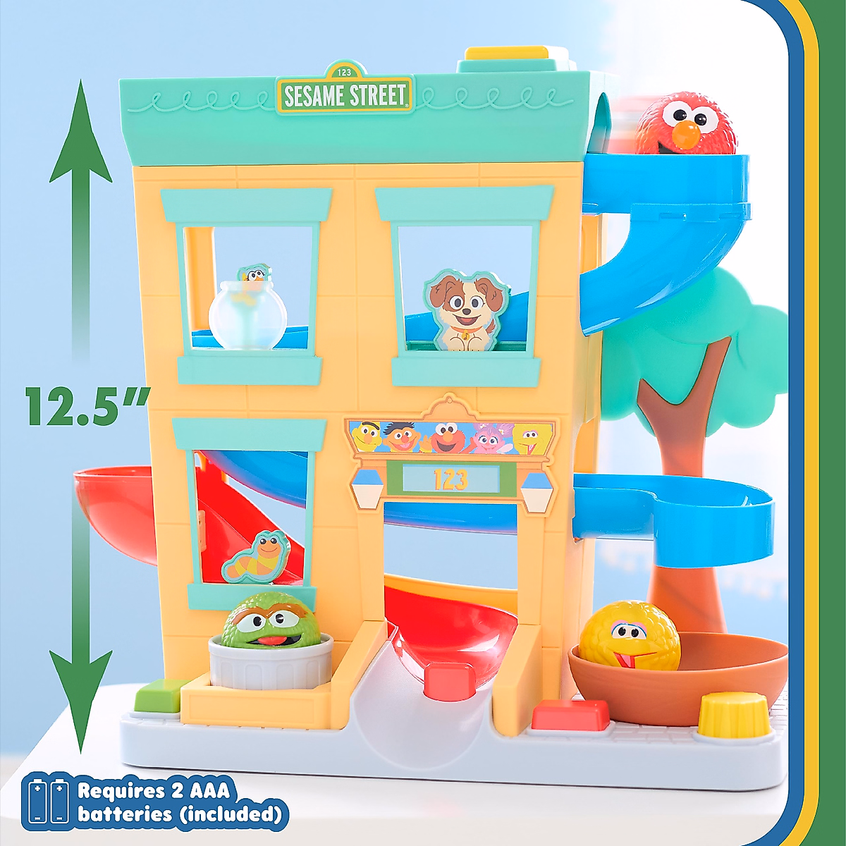 SESAME STREET 'Round The Neighborhood 4-Piece Ball Drop Playset and Figures, Sounds and Phrases, Kids Toys for Ages 12 Month by Just Play